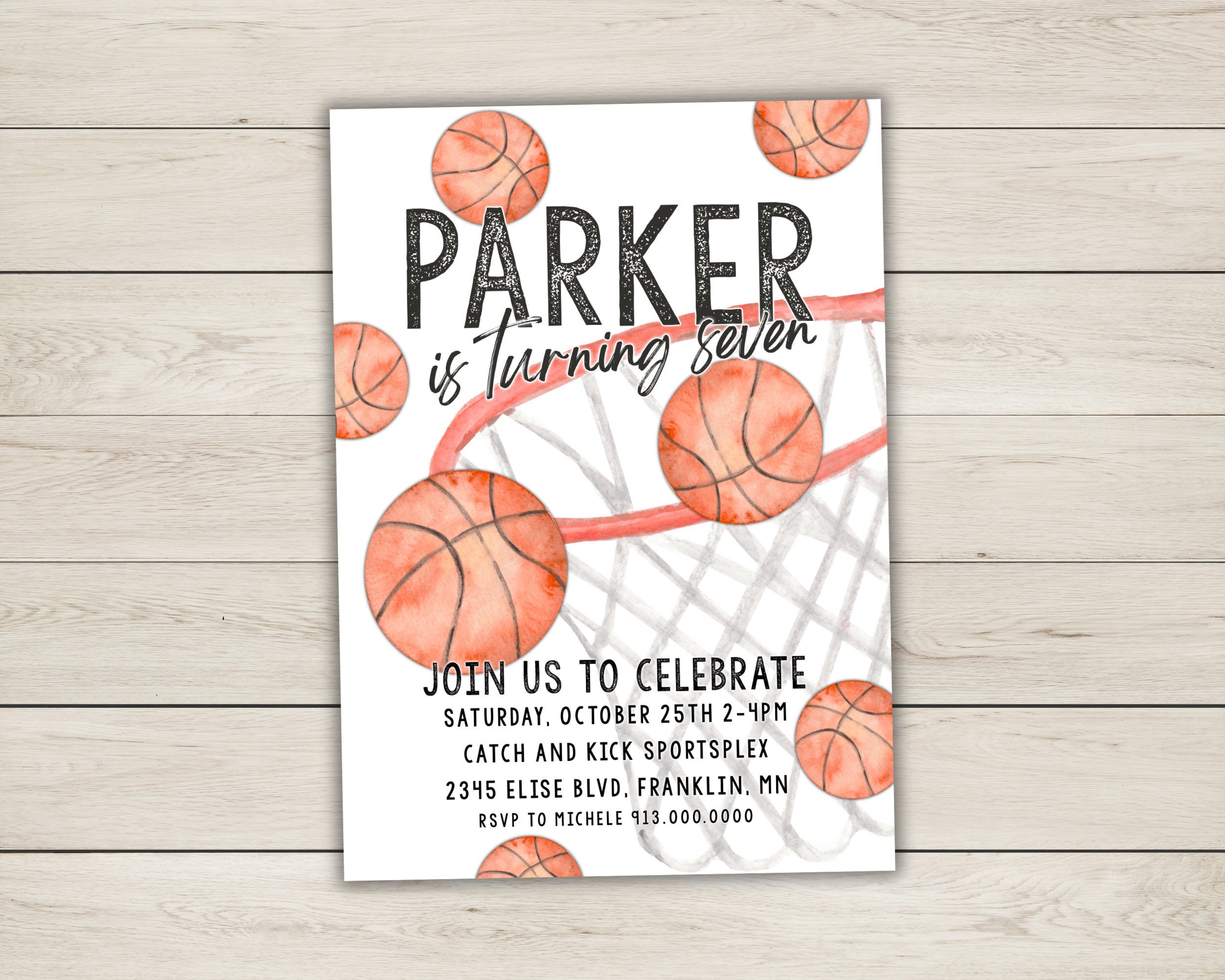 Basketball Birthday Invitation Printable Template, Editable Instant ...
