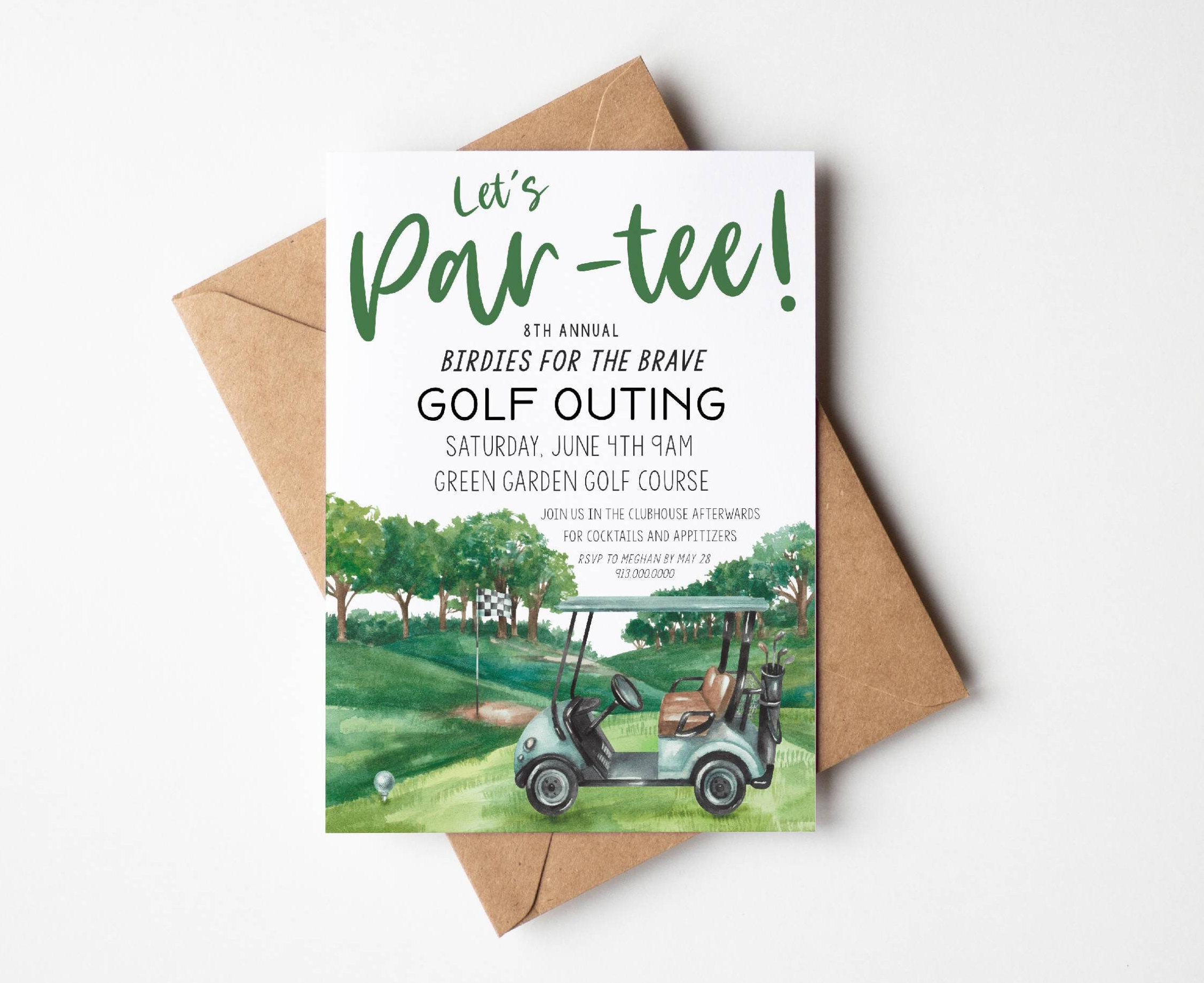 Golf Outing Printable Invitation Template, Editable Instant Download, Golf Par-tee Invitation ...