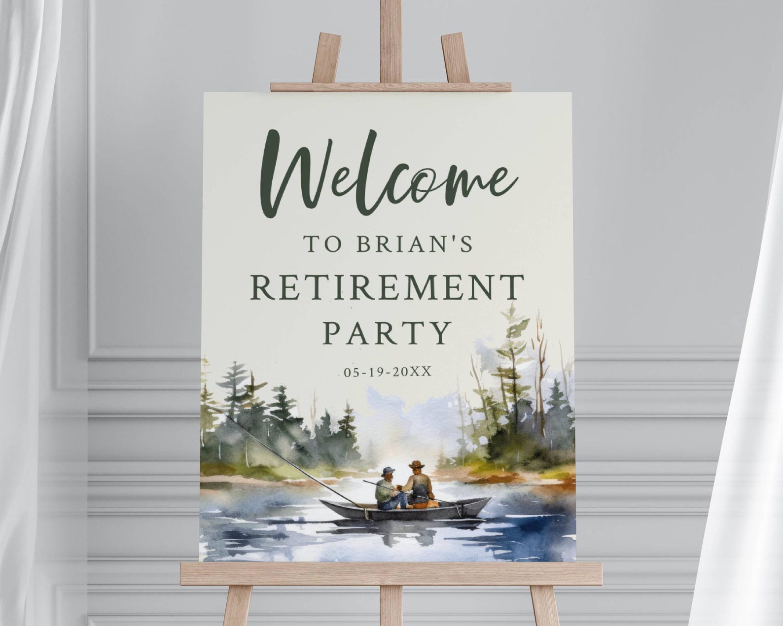 Fishing Retirement Party Welcome Sign: O-fishally Retired (digital ...