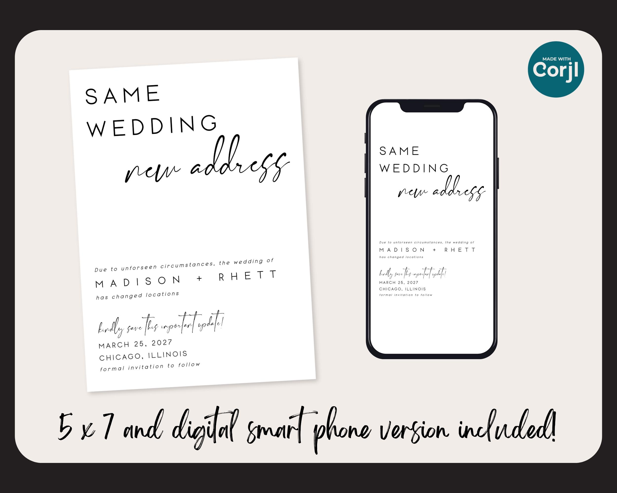 Change the Wedding Address Printable Template, Editable New Wedding ...