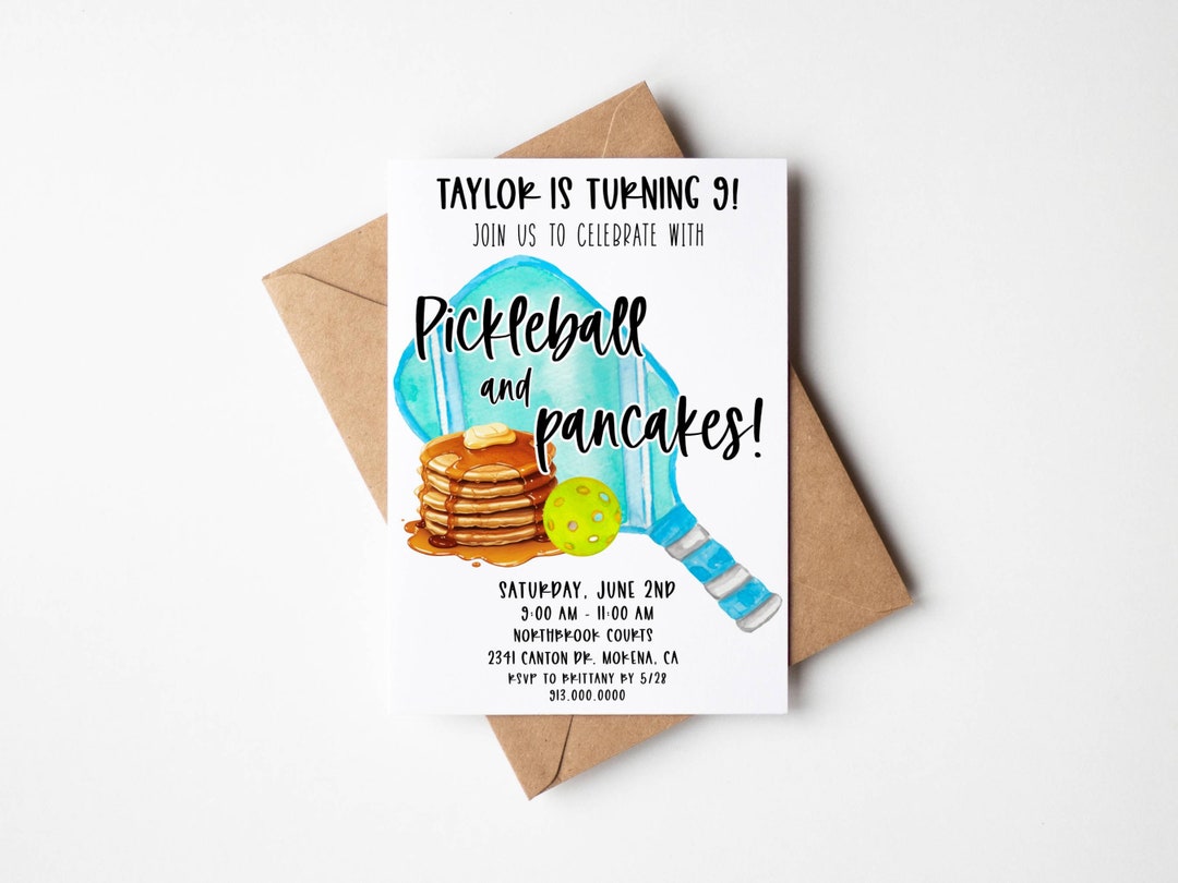 Pickleball and Pancakes Birthday Party Invitation Printable Textable ...