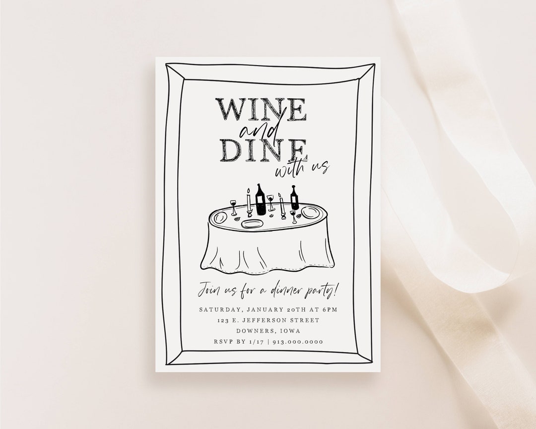 Dinner Wine Party Invitation Template Wine Tasting Invite Wine and Dine ...