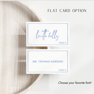 Blue Wedding Name Place Cards Printable Template Royal Blue Name Cards ...