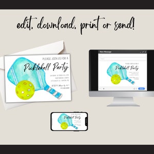 Pickleball Party Invitation Printable Template, Editable Instant ...