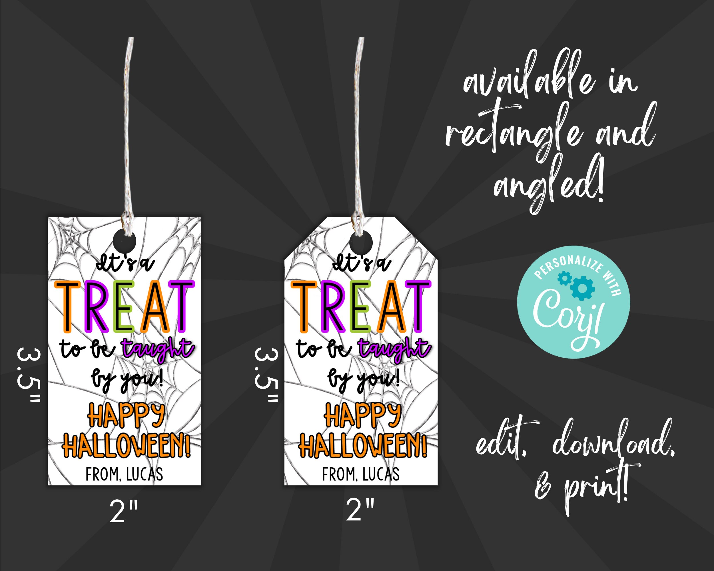 Halloween Teacher Gift Tag Template, Editable Teacher Halloween Gift ...