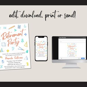 Math Teacher Retirement Invitation Template, Printable Digital Math ...