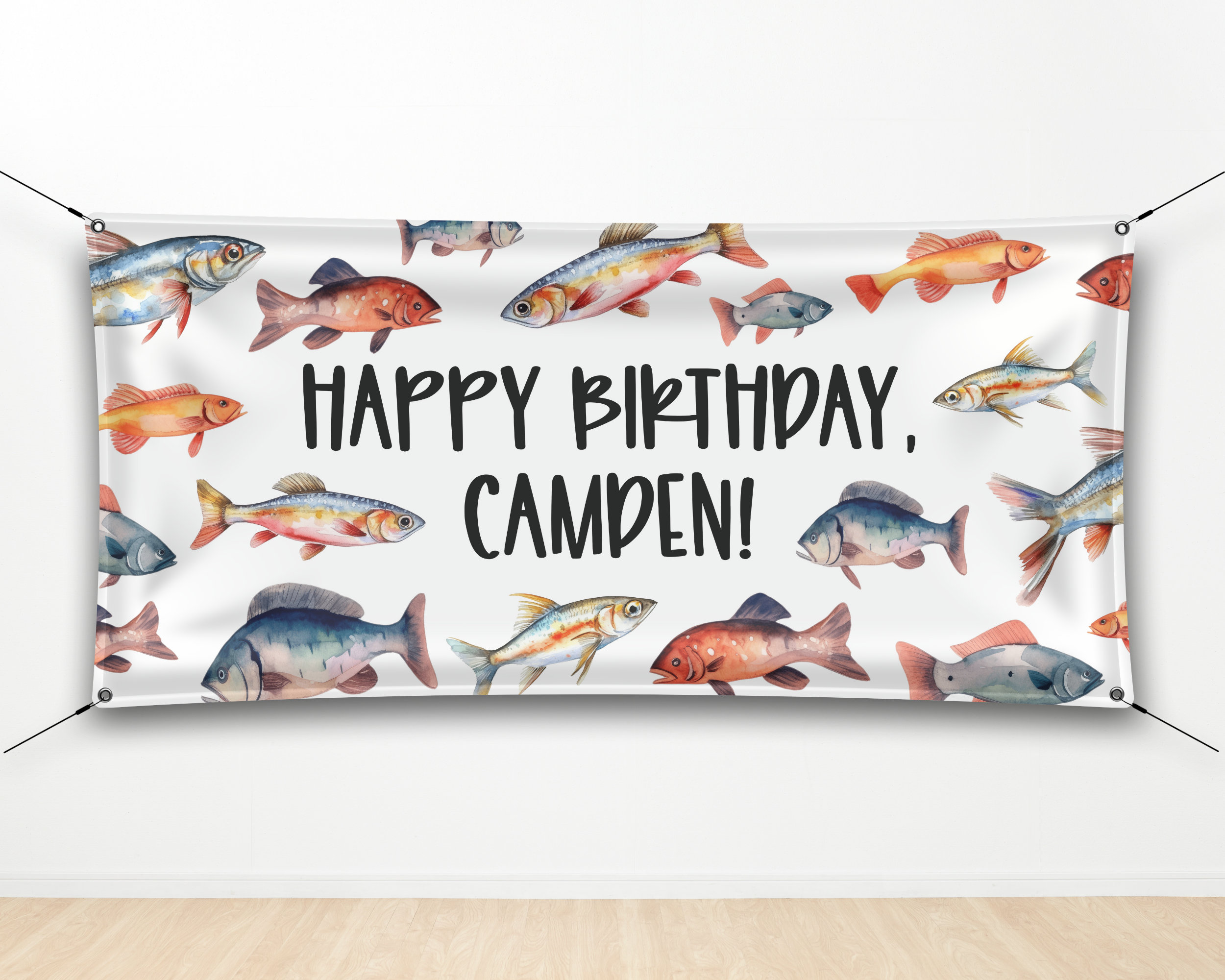 Fishing Theme Birthday Banner Template Happy Birthday Sign Party ...