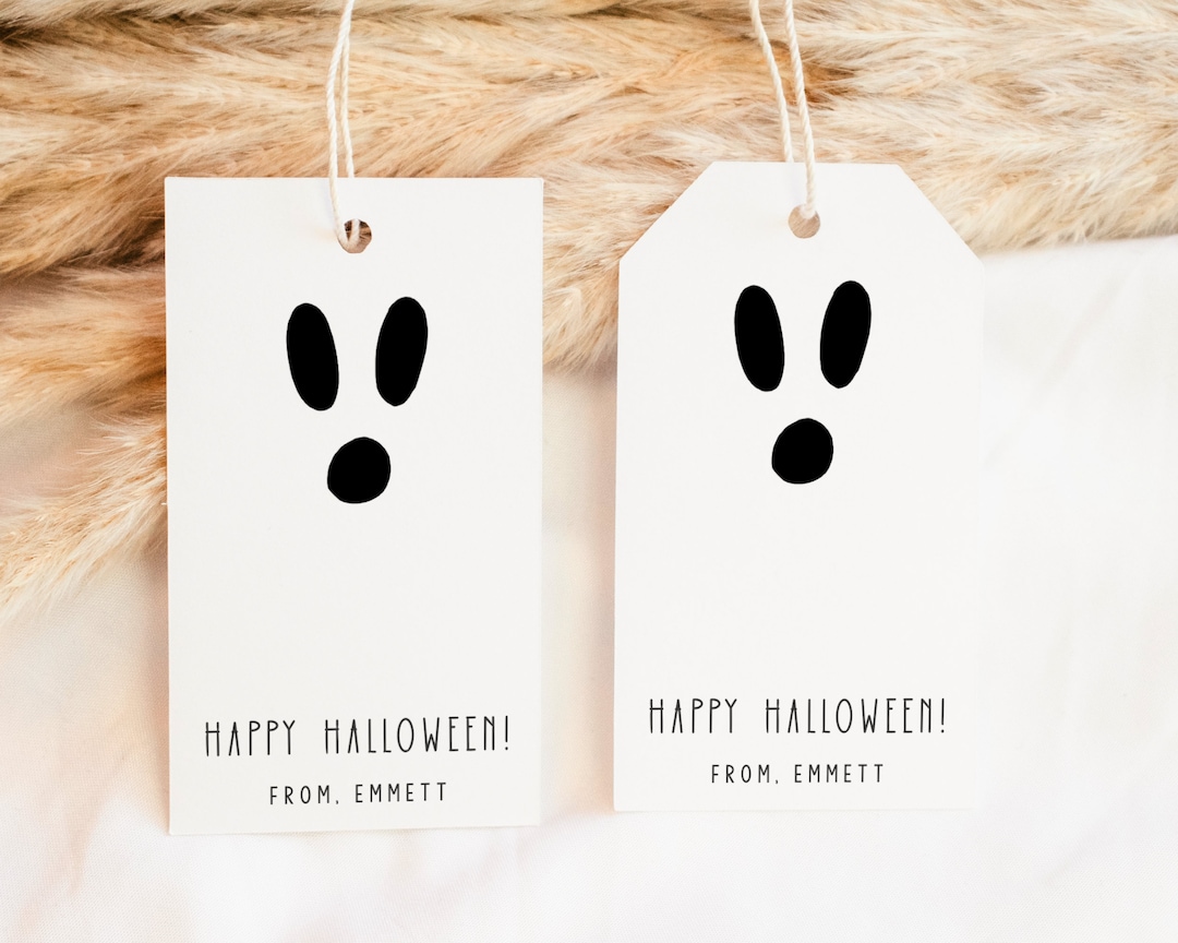 Halloween Ghost Gift Tag Template, Editable Minimalist Halloween Gift ...