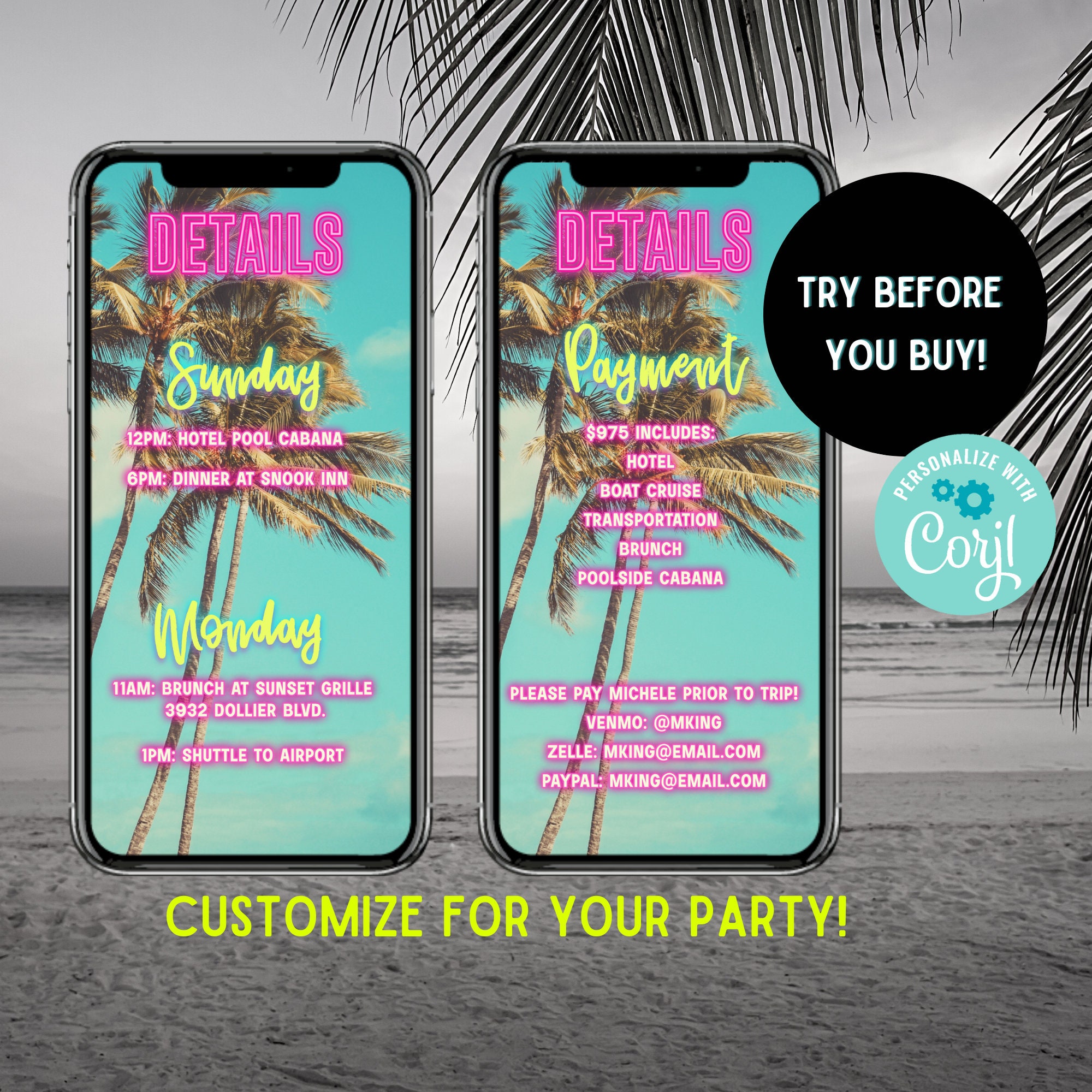 Birthday Getaway Party Trip Invitation Itinerary Agenda - Etsy