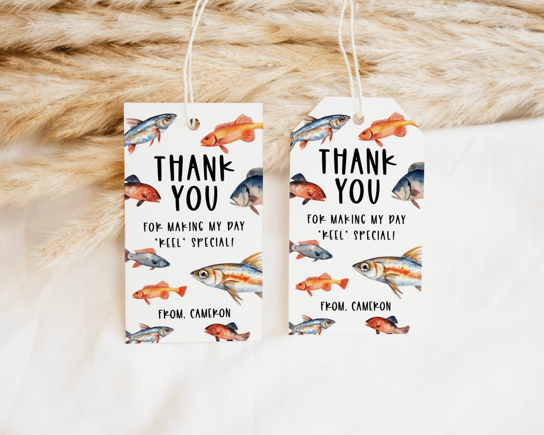 Fishing Birthday Thank You Tag Thank You Party Favor Tag Printable ...