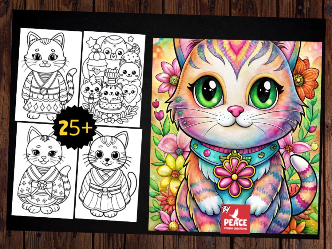 Whisker Wonders: Adorable Kawaii Cat Coloring Book for Relaxation & Fun ...