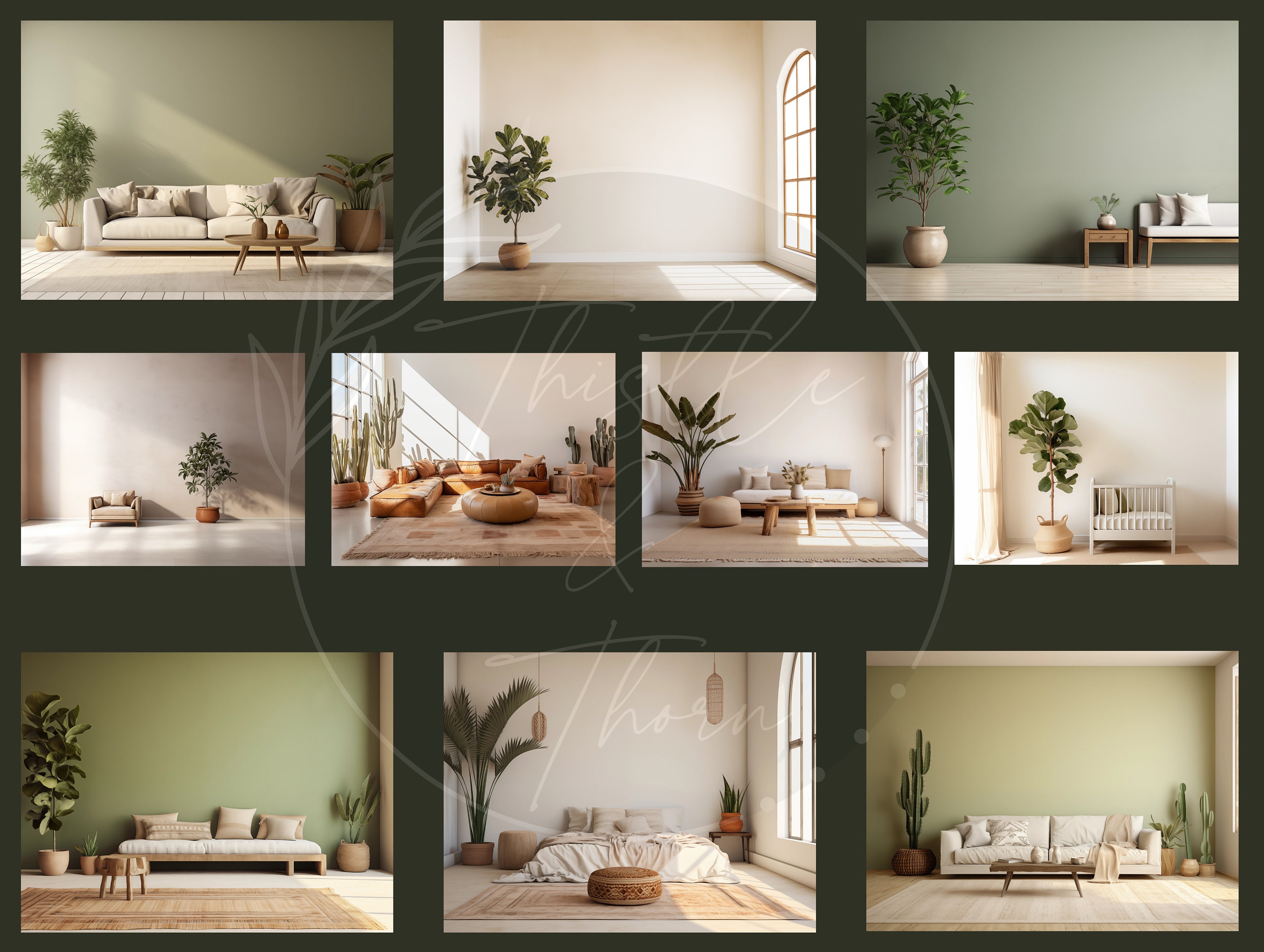 Neutral Boho Mockup Bundle, Frame Mockup, Blank Wall Mockup, Wall Art ...