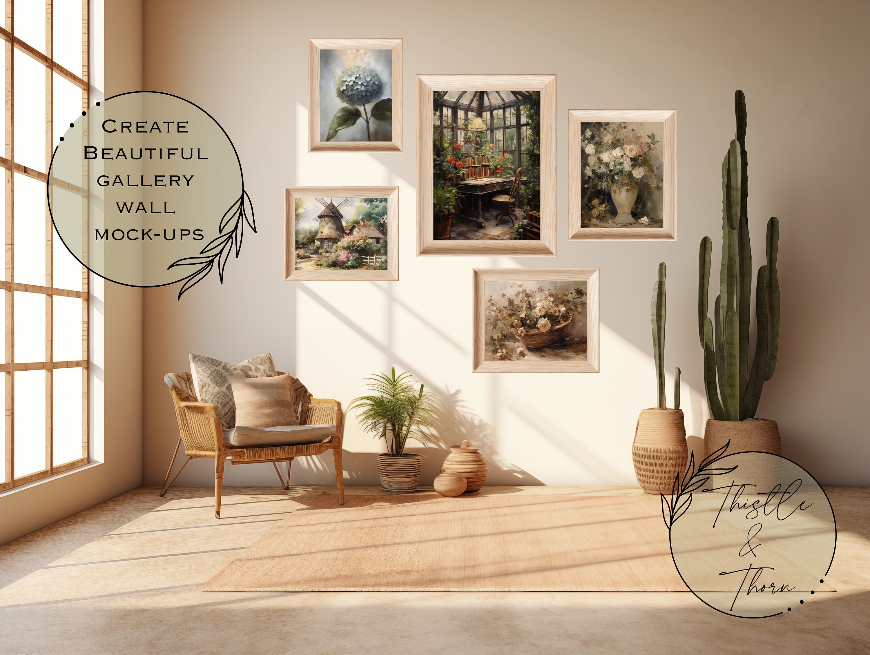 Neutral Boho Mockup Bundle, Frame Mockup, Blank Wall Mockup, Wall Art ...