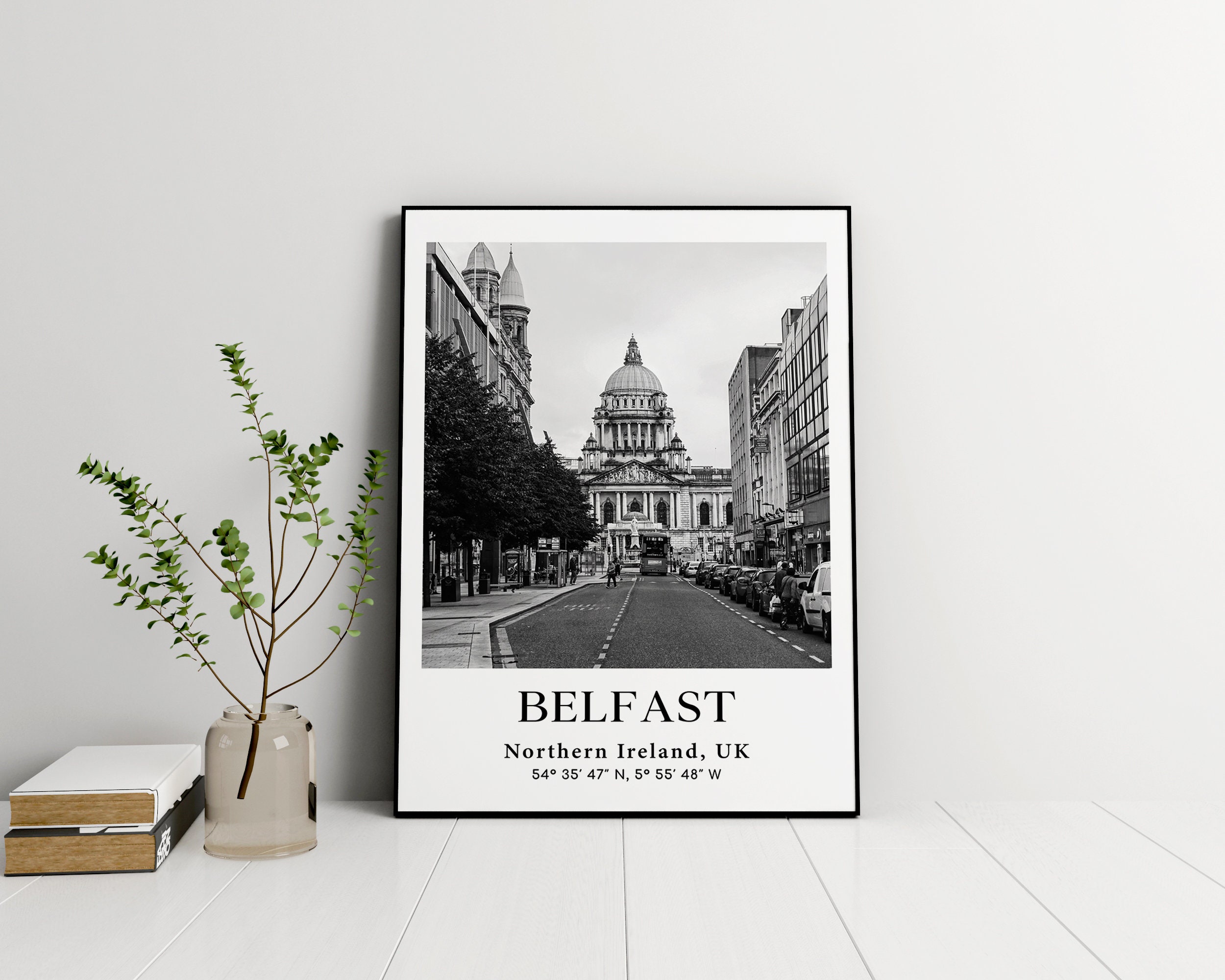 Belfast Poster, Black and White World Cities, UK Picture, Northern ...