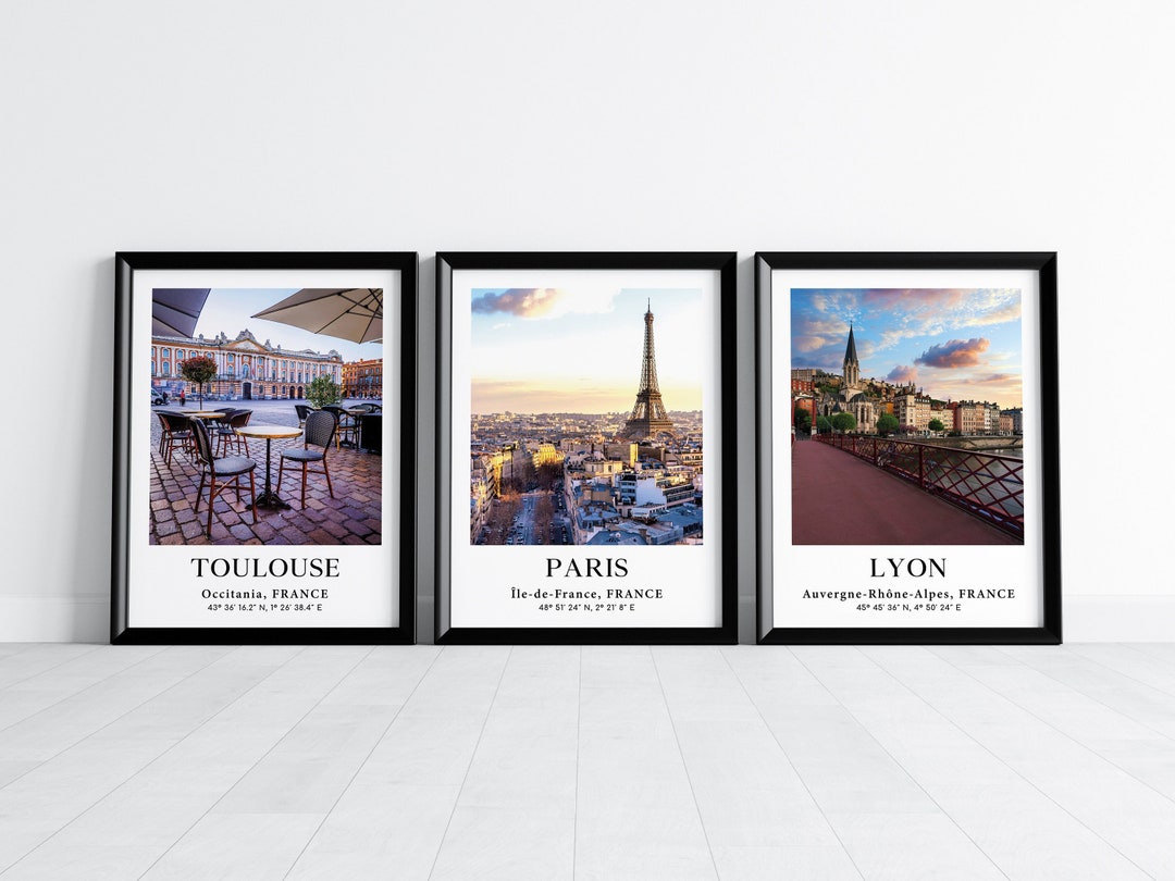 Set of France Travel Poster Paris Photo Toulouse Picture - Etsy