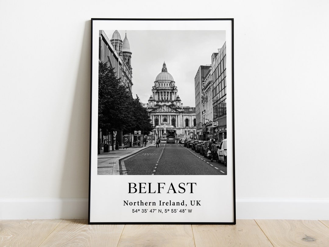 Belfast Poster, Black and White World Cities, UK Picture, Northern ...