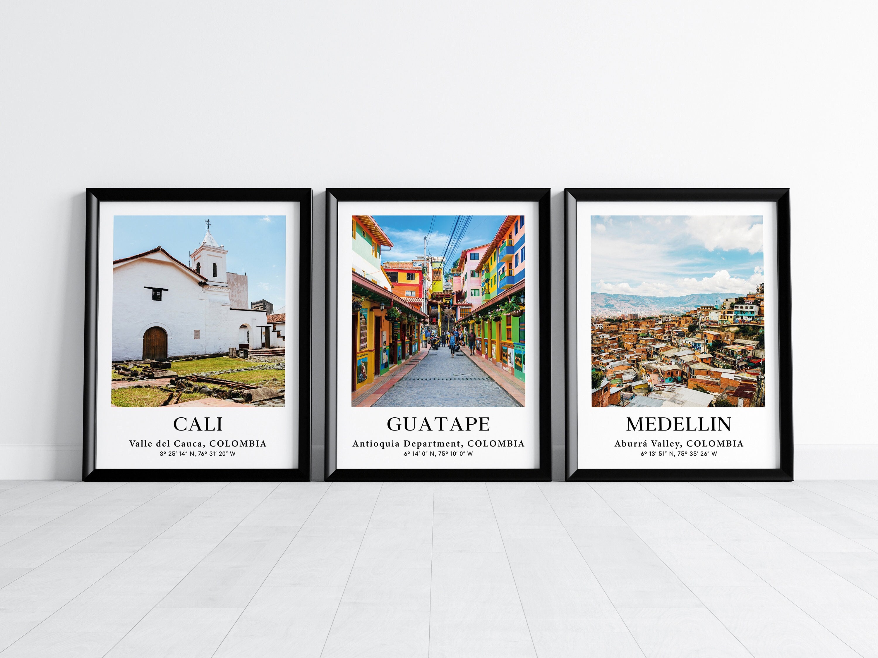 Set of Colombia Travel Poster, Guatape Photo, Cali Poster, Medellin ...