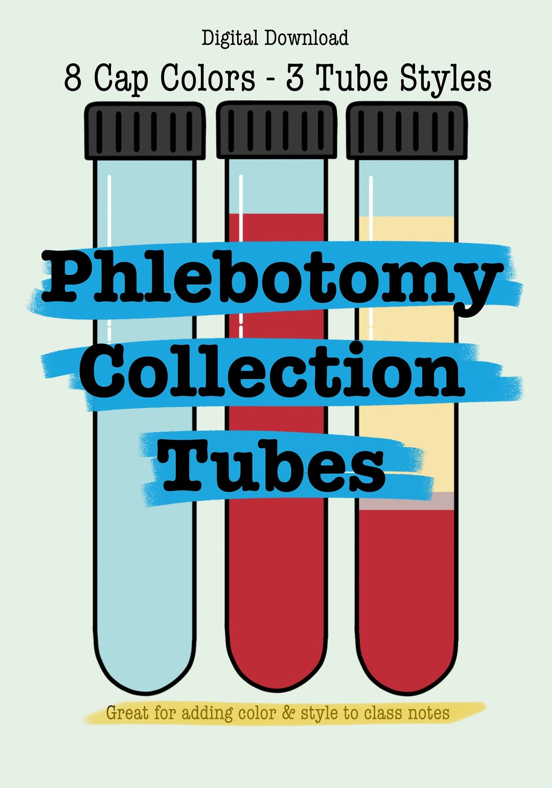 Phlebotomy Lab Tube Digital Clip Art and Stickers for Notes or Journals ...
