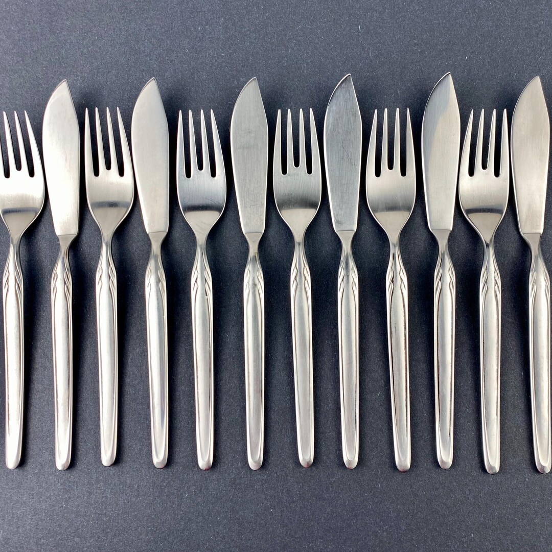 WMF Cromargan Germany Stainless Fish Cutlery Knives & Forks Lot of Six ...