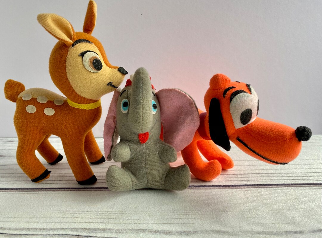 Vintage Disney 1970s Era Bambi, Dumbo and Pluto Rare Small Plush ...
