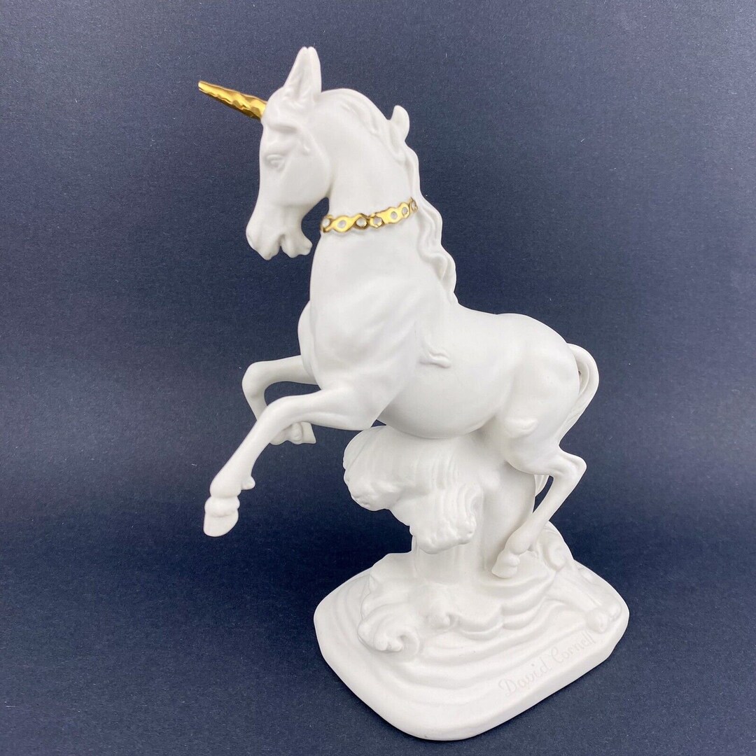 1985 Porcelain White Unicorn With Gold Horn, the Messenger of Love ...