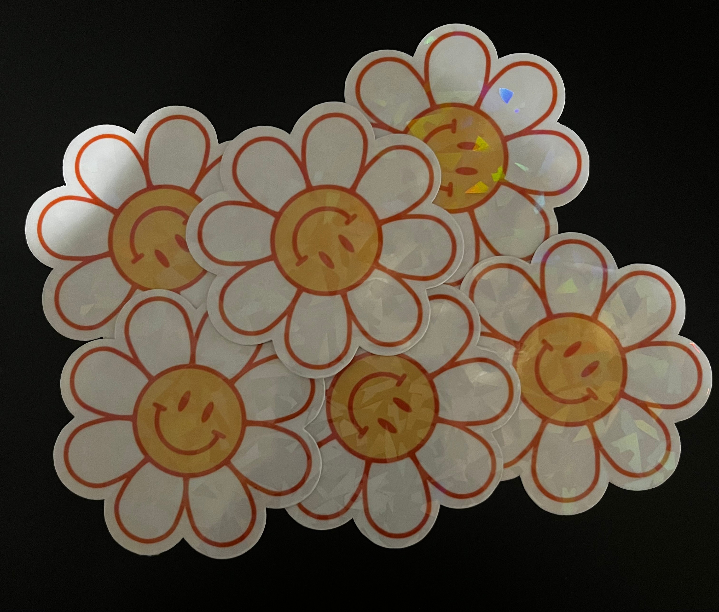 Smiley Face Flower Sticker - Etsy