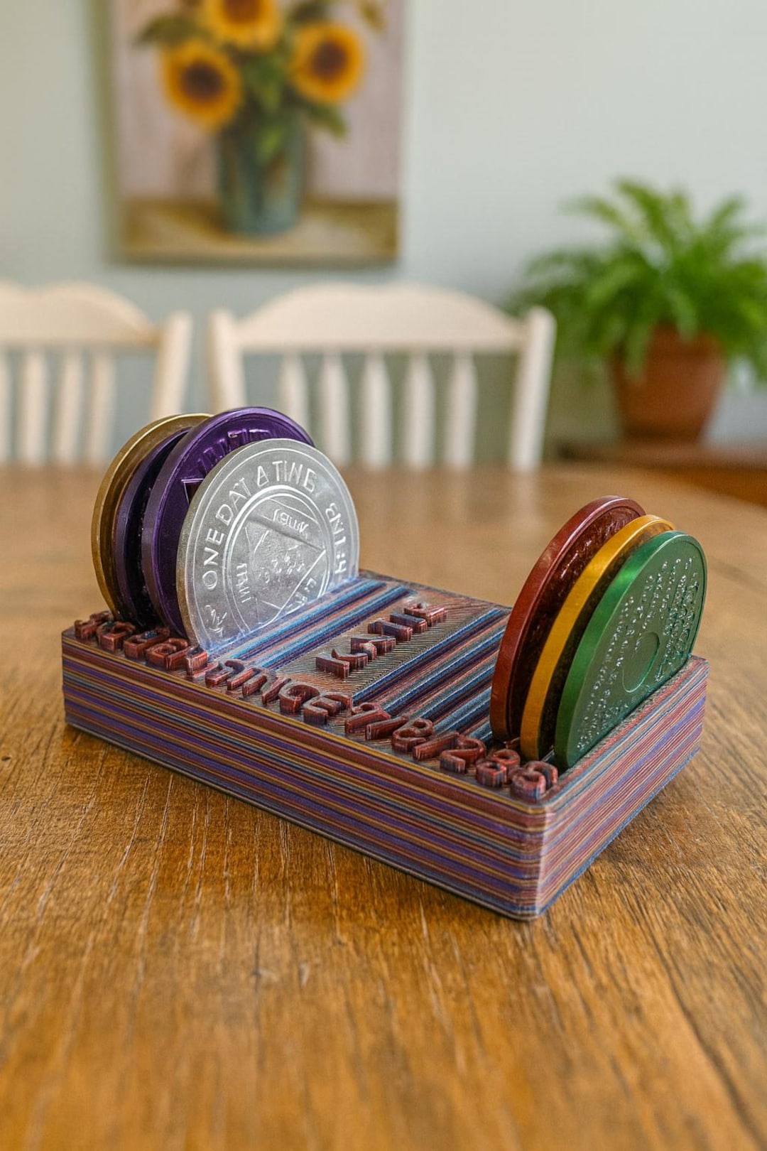 Personalized Sobriety Chip Holder Display | Recovery Token Stand | AA ...
