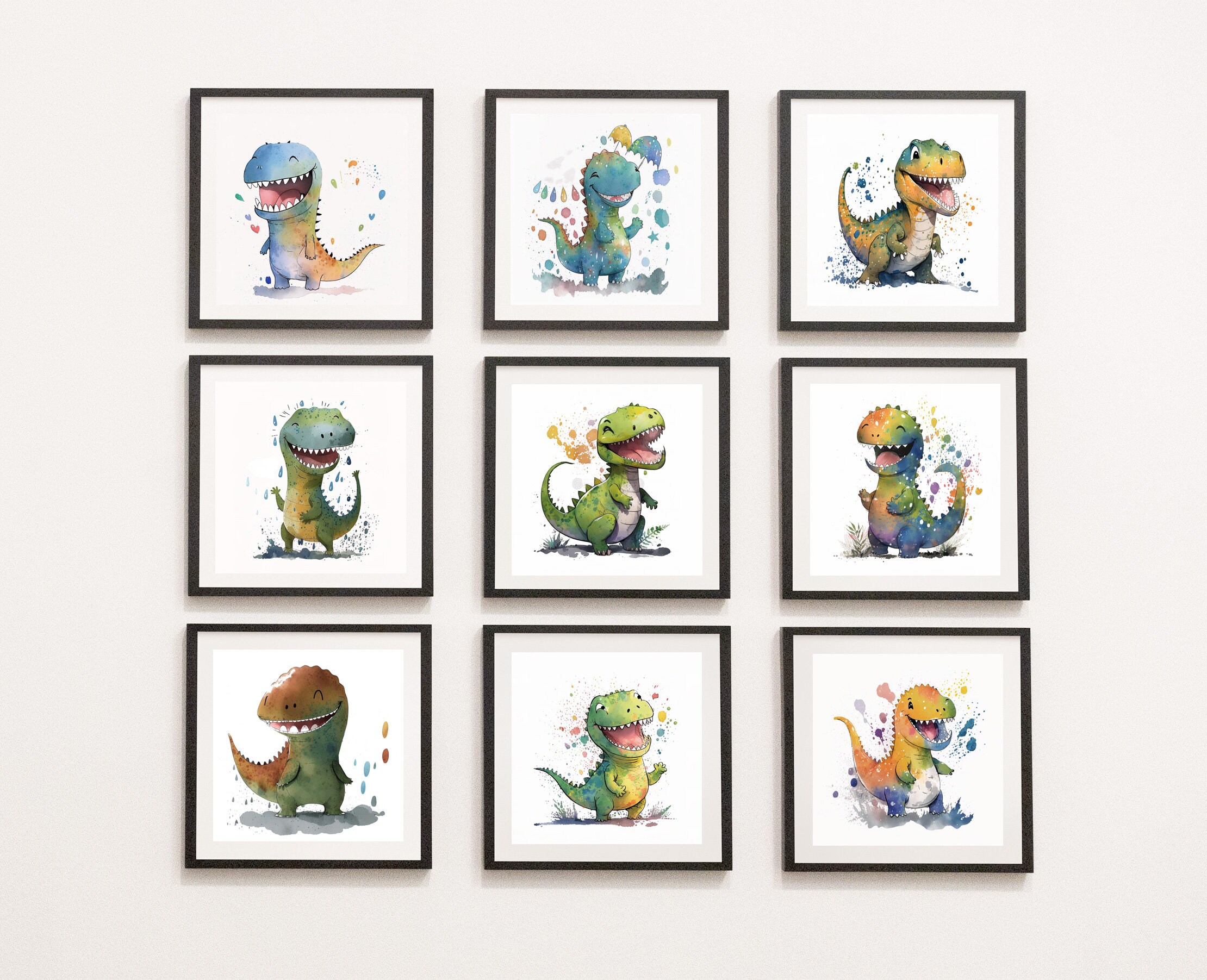 Cute T-rex Dinosaur Watercolor 18 High Quality Jpgs Digital Download ...