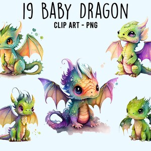 Watercolor Baby Dragon Clipart - Magical Fantasy Dreamy Cute Adorable ...