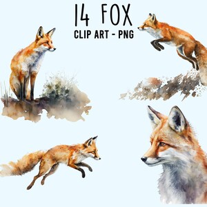 Watercolor Fox Clipart - Foxes Cute Adorable Digital Art Card Making ...