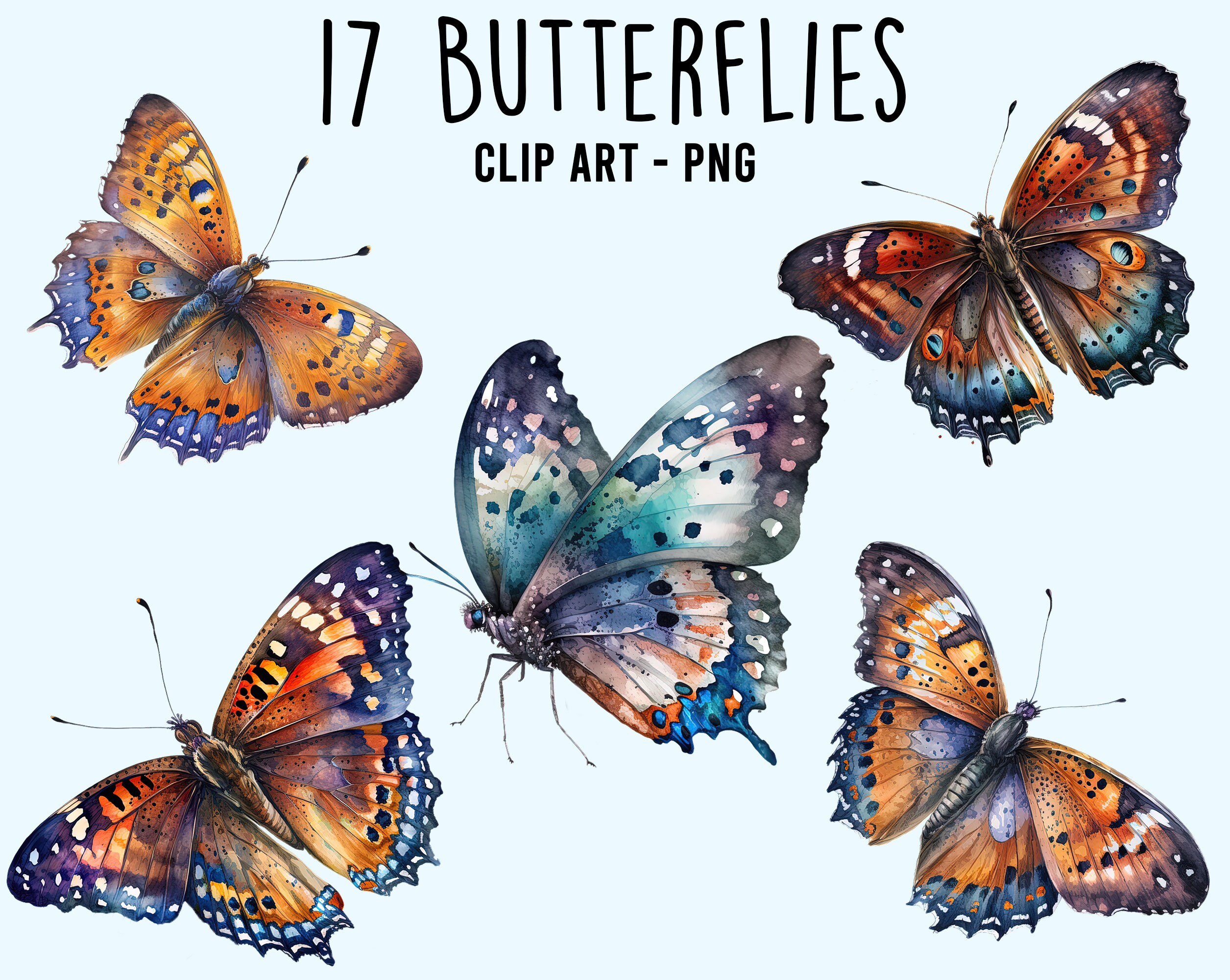 Watercolor Butterflies Clipart Beautiful Butterfly Insect Magical ...
