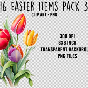 Watercolor Easter Clipart Pack 2 - Floral and Decorative Eggs Pastel ...