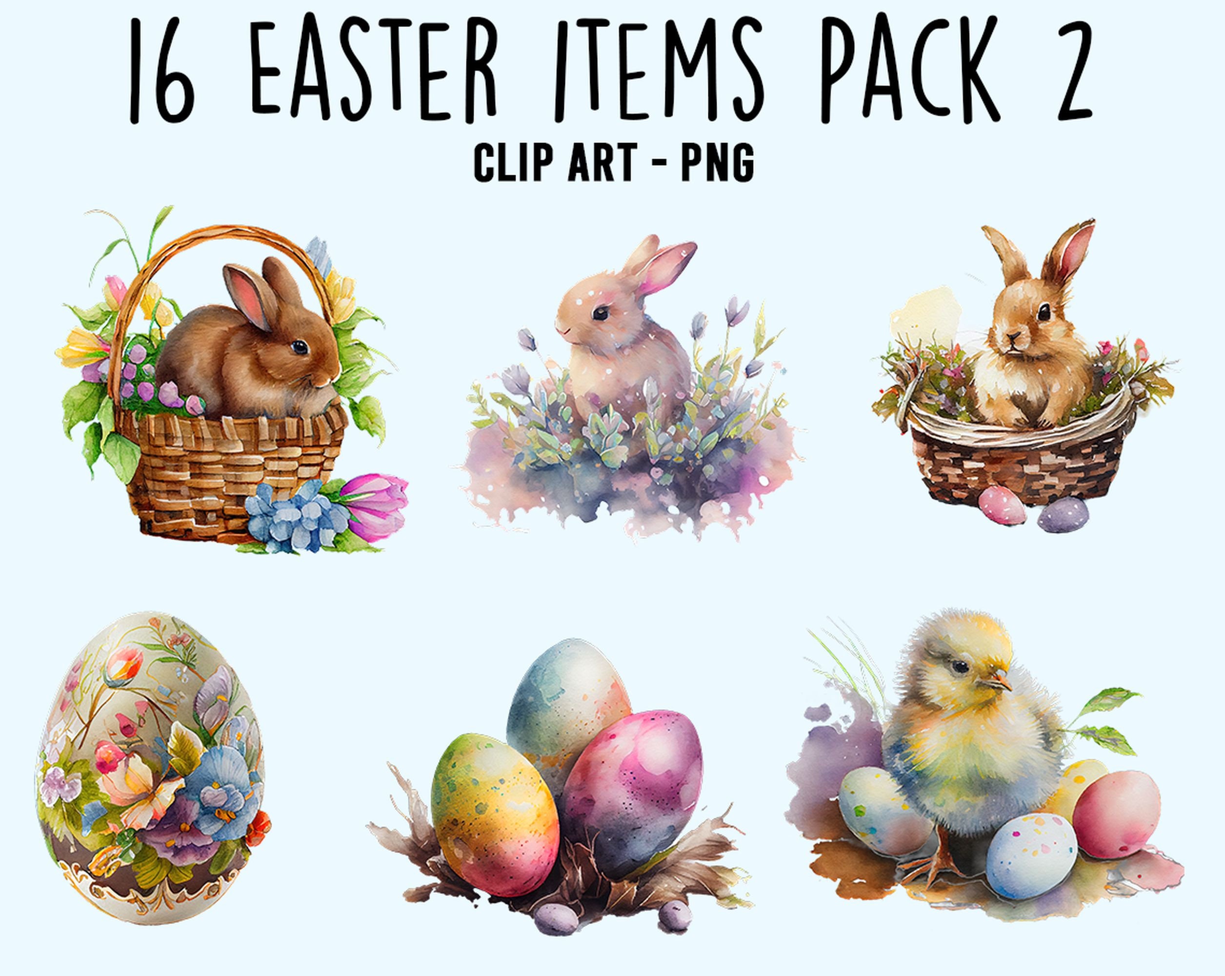 Watercolor Easter Clipart Pack 2 Floral and Decorative Eggs Pastel ...