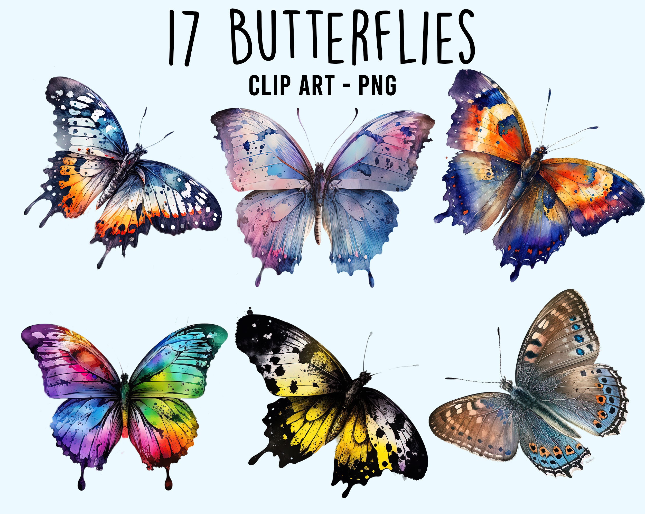 Watercolor Butterflies Clipart Beautiful Butterfly Insect Magical ...