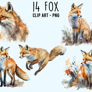 Watercolor Fox Clipart - Foxes Cute Adorable Digital Art Card Making ...