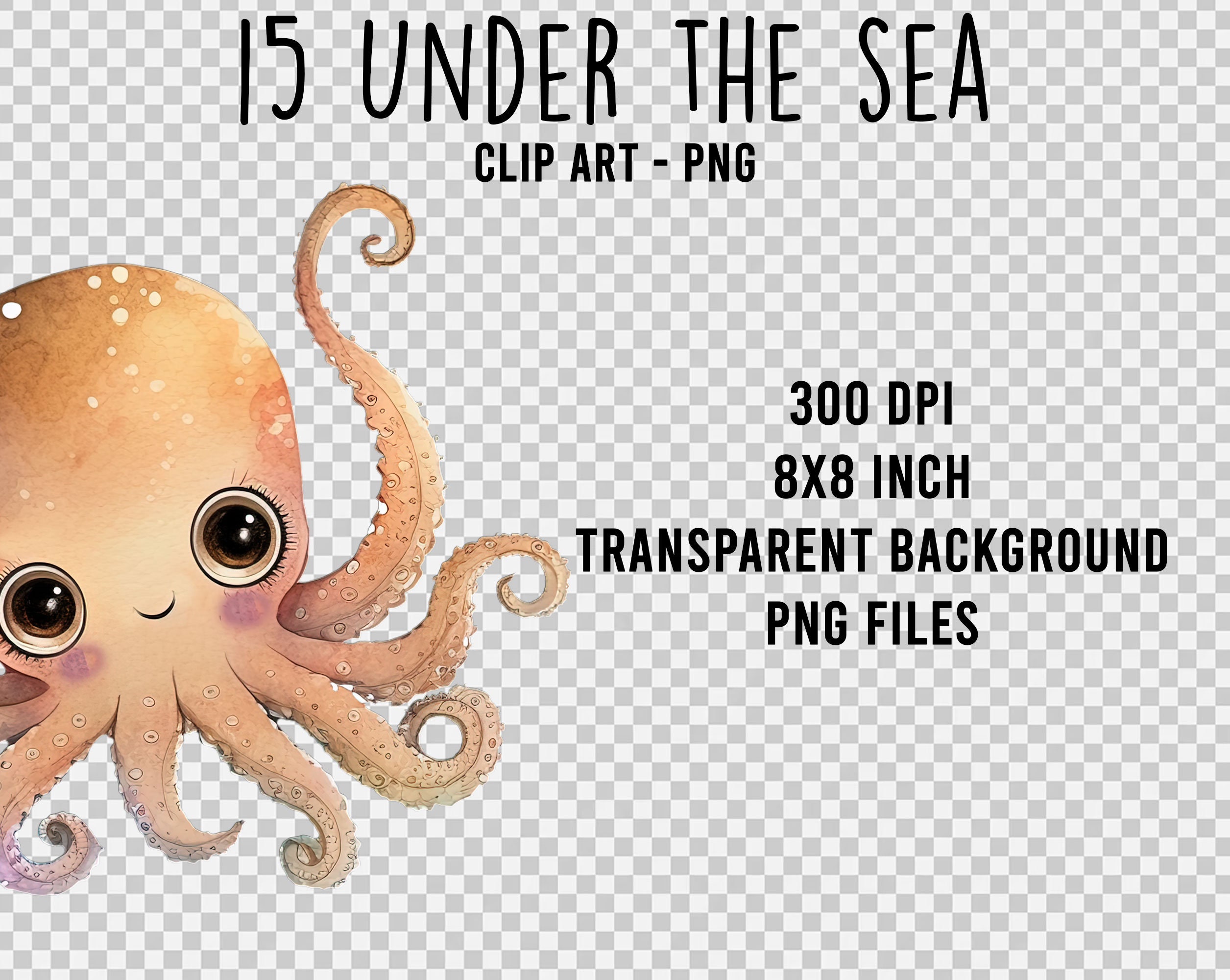 Watercolor Under the Sea Clipart Fish, Sea Animal, Dolphin Cute ...