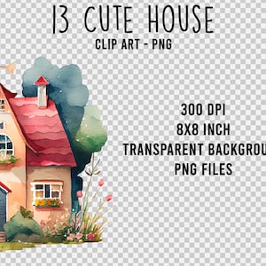 Watercolor Cute House Clipart - Beautiful Homes Winter Summer Spring ...