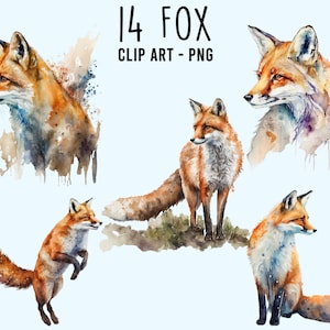 Watercolor Fox Clipart - Foxes Cute Adorable Digital Art Card Making ...