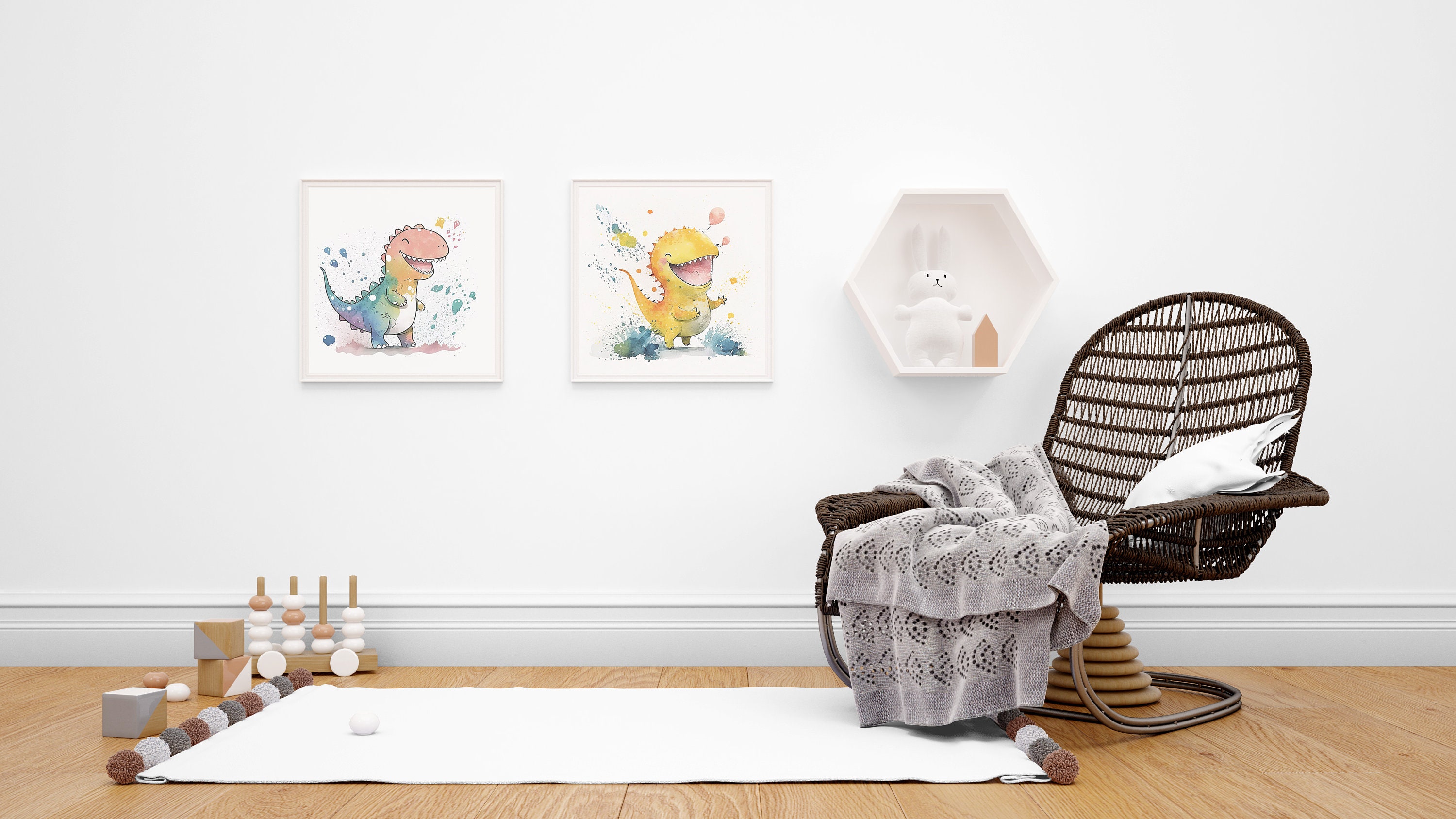 Cute T-rex Dinosaur Watercolor 18 High Quality Jpgs Digital Download ...