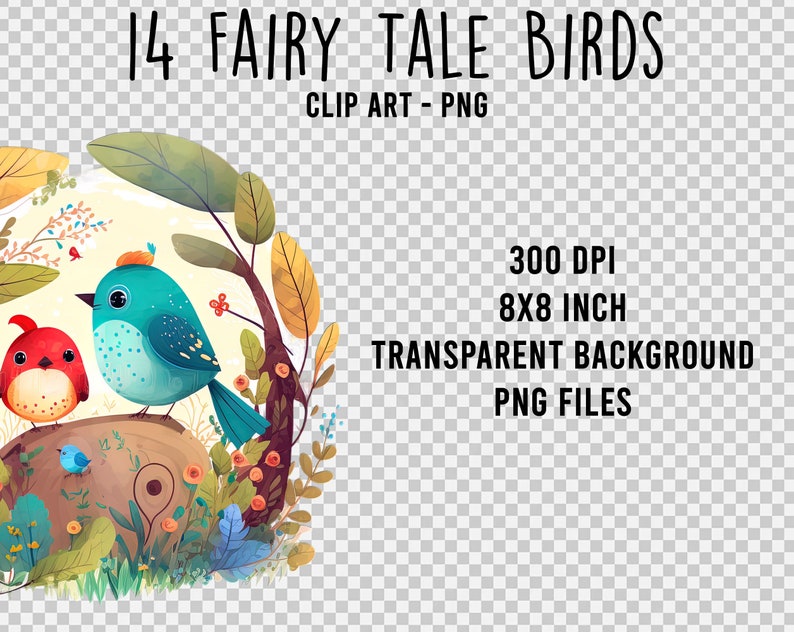 Watercolor Fairy Tale Birds Clipart - Beautiful Cute Summer Spring ...