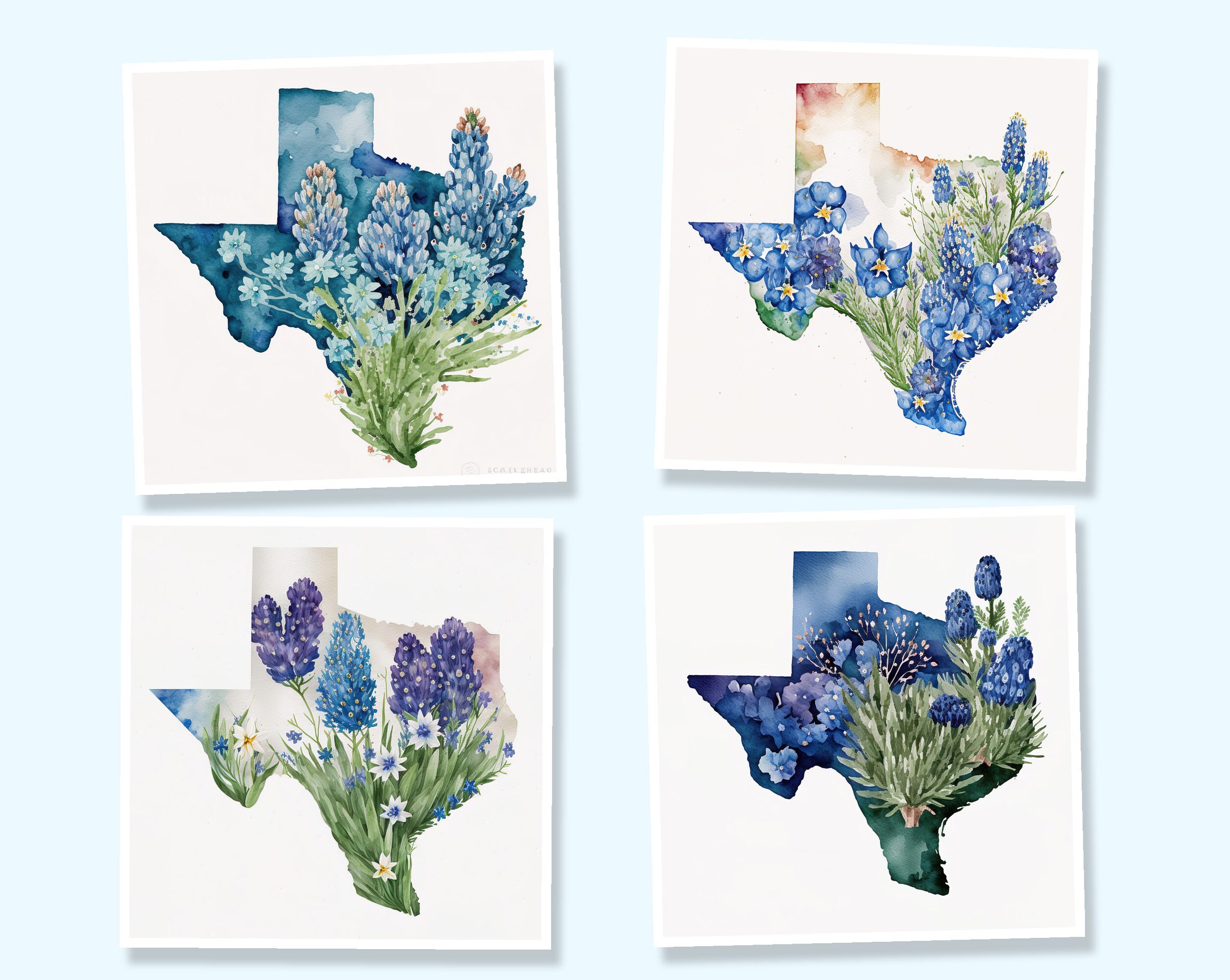 Bluebonnets in Texas Watercolor 20 High Quality Jpgs - Etsy