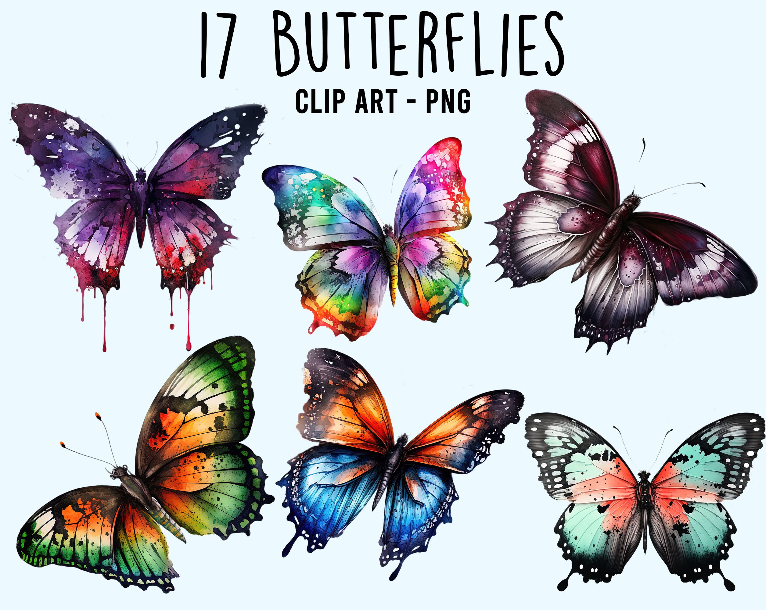 Watercolor Butterflies Clipart Beautiful Butterfly Insect Magical ...