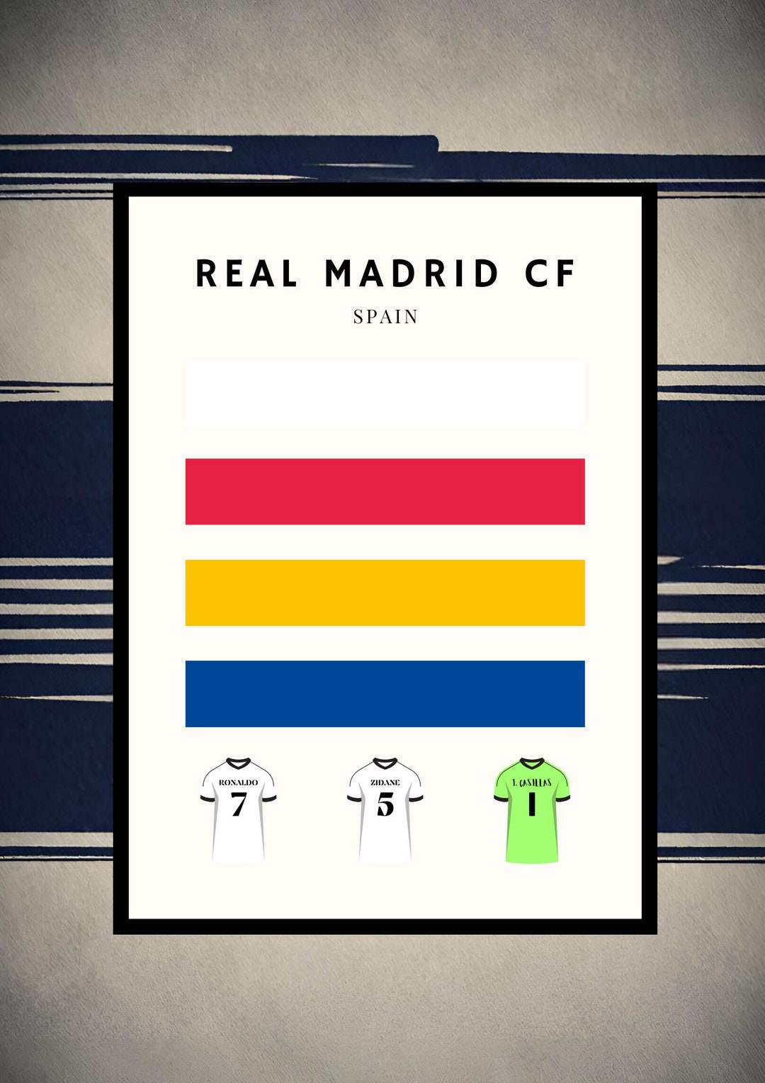 Real Madrid FC Club Colors Poster Soccer Wall Art Print Premium Matte ...