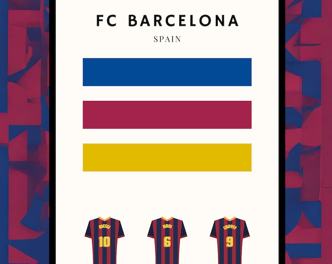 FC Barcelona Club Colors Poster Soccer Wall Art Print Premium Matte ...