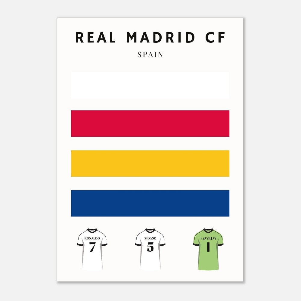 Real Madrid FC Club Colors Poster Soccer Wall Art Print Premium Matte ...