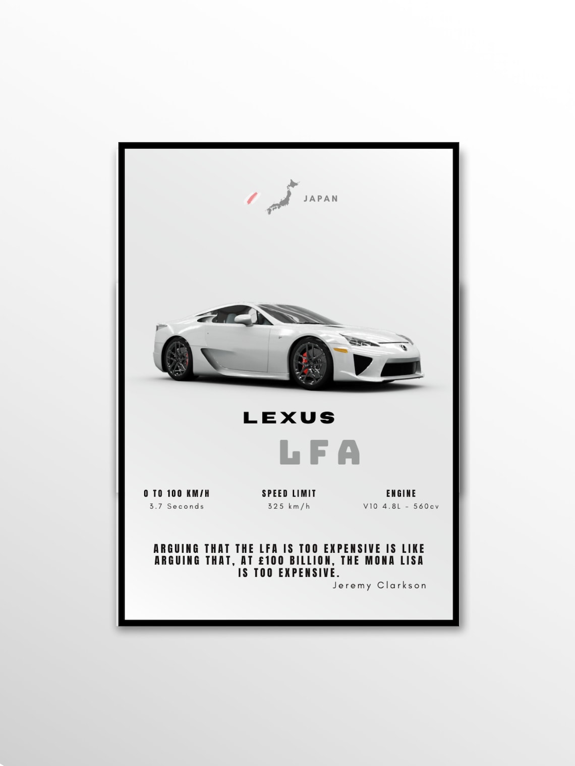Lexus LFA Poster Automotive Art Print With Enthusiastic Quote by Jeremy ...
