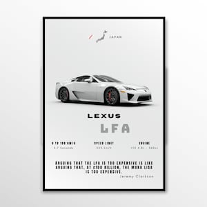 Lexus LFA Poster Automotive Art Print With Enthusiastic Quote by Jeremy ...