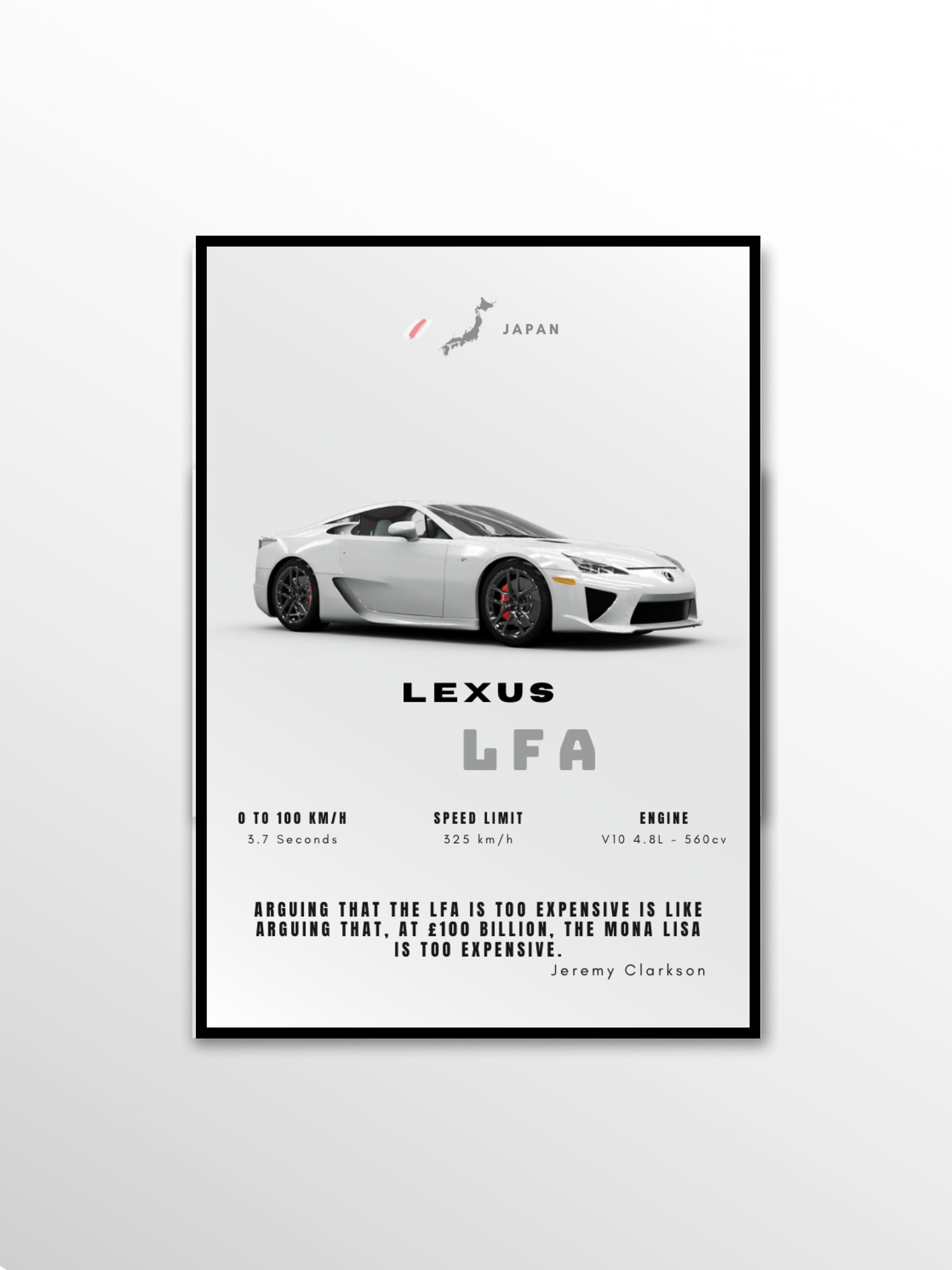 Lexus LFA Poster Automotive Art Print With Enthusiastic Quote by Jeremy ...