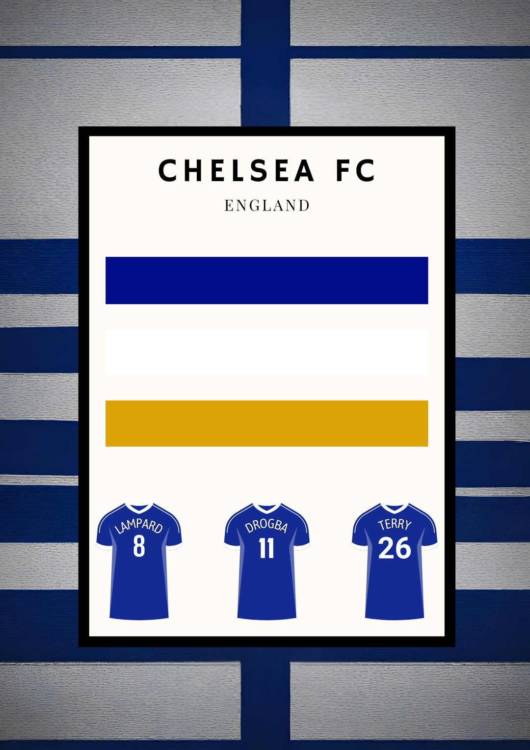 Chelsea FC Club Colors Poster Soccer Wall Art Print Premium Matte Paper ...