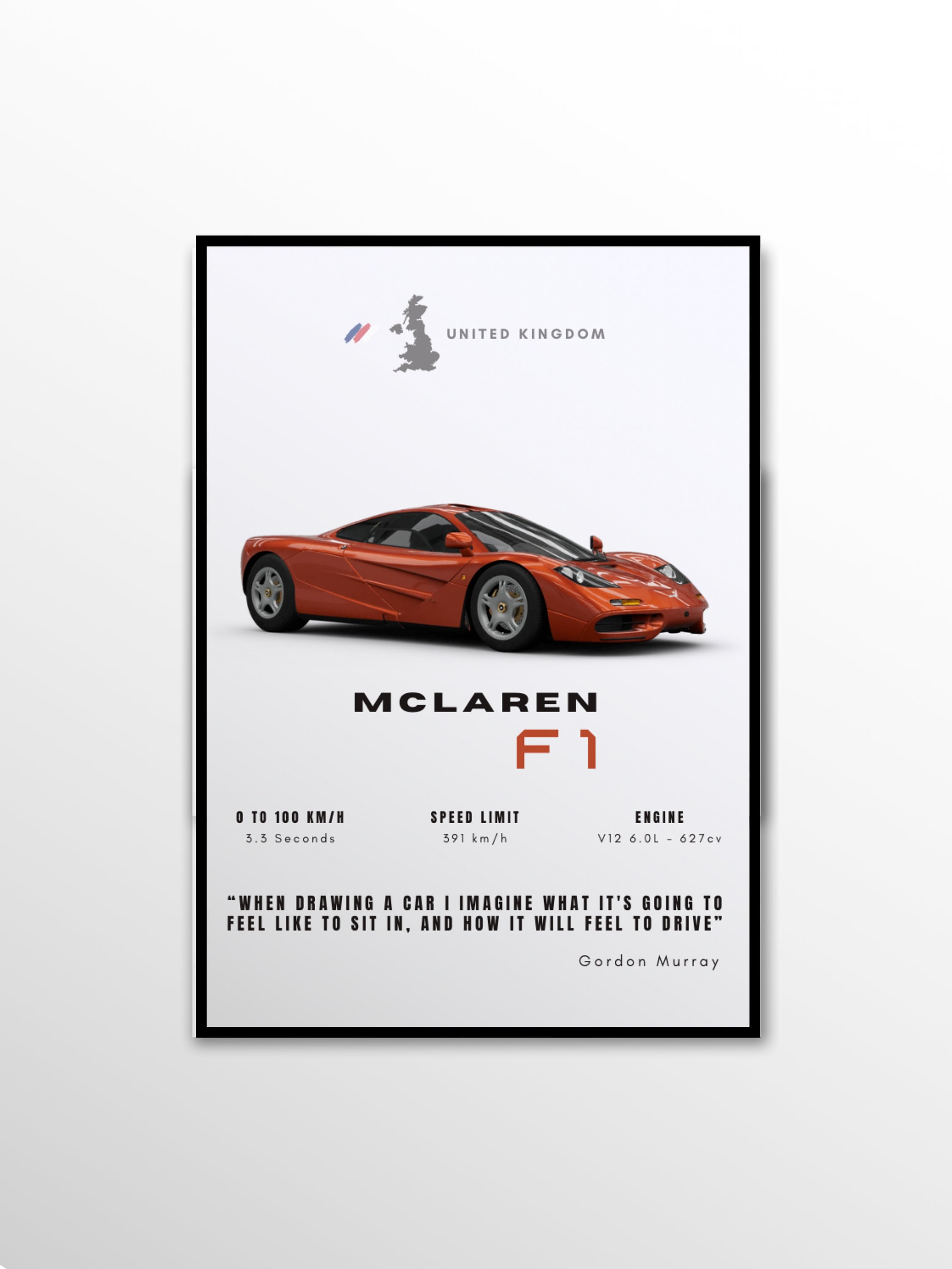 Mclaren F1 Poster Automotive Art Print With Inspiring Quote - Etsy